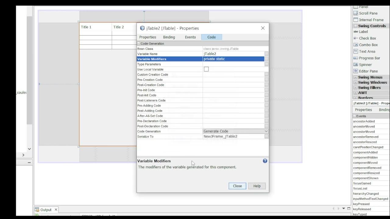 Java-SE Netbeans set any container to static [JTable] [JComboBox] - YouTube