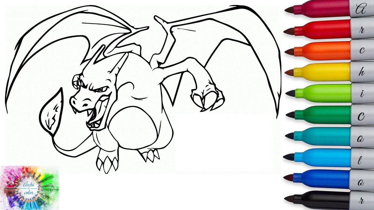 Pokemon charizard |Coloring page| Archi-color - YouTube