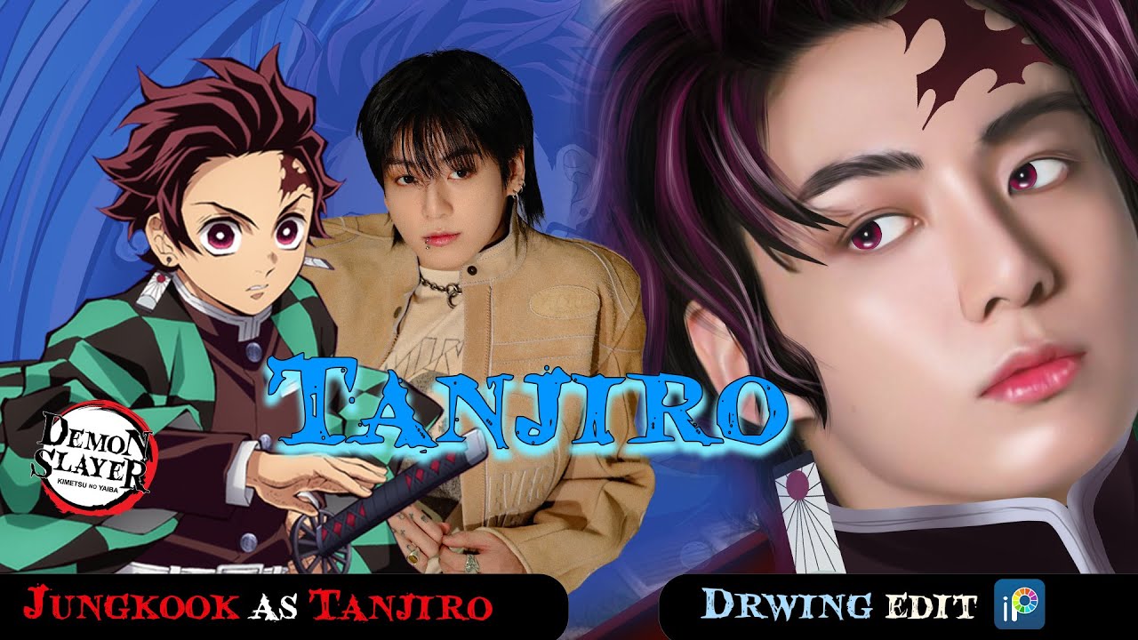 BTS JK as Demon Slayer Tanjiro Drawing | Jungkook Ibispaint x Speed Art drawing edit #bts #jk ...