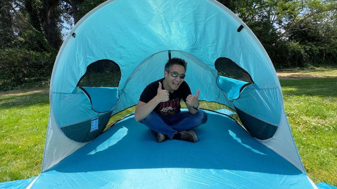 HOW TO SETUP: WolfWise Easy Pop Up 3-4 Person Beach Tent! - YouTube