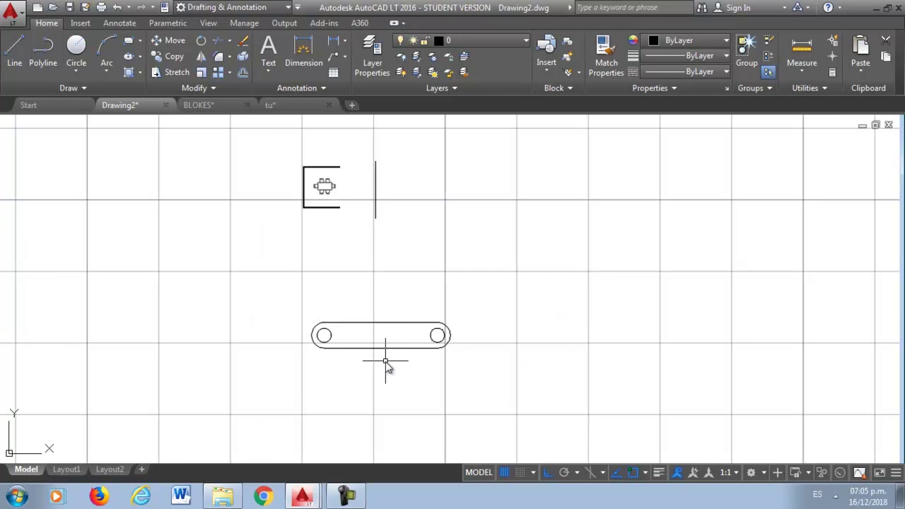 AUTOCAD TUTORIAL comando mirror(simetría) stretch(alargar) - YouTube