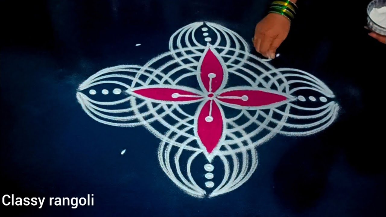 Easy beginners kolam 🌺 Simple & Easy Rangoli design - YouTube