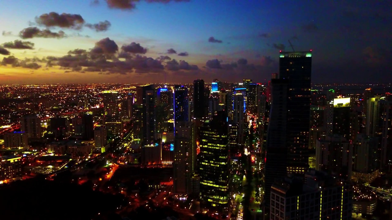 Miami Sunset Skyline/Bay in 4K with Mavic Pro - YouTube