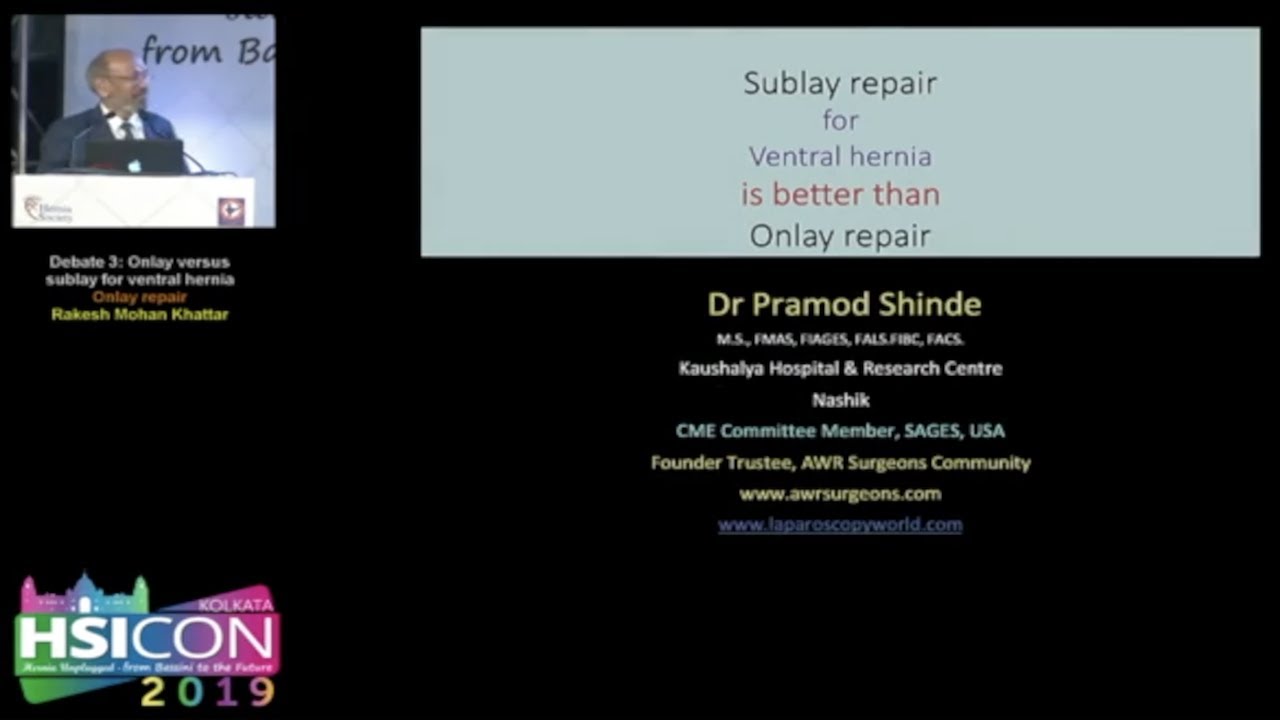 Onlay versus sublay for ventral hernia - in favour of sublay - YouTube