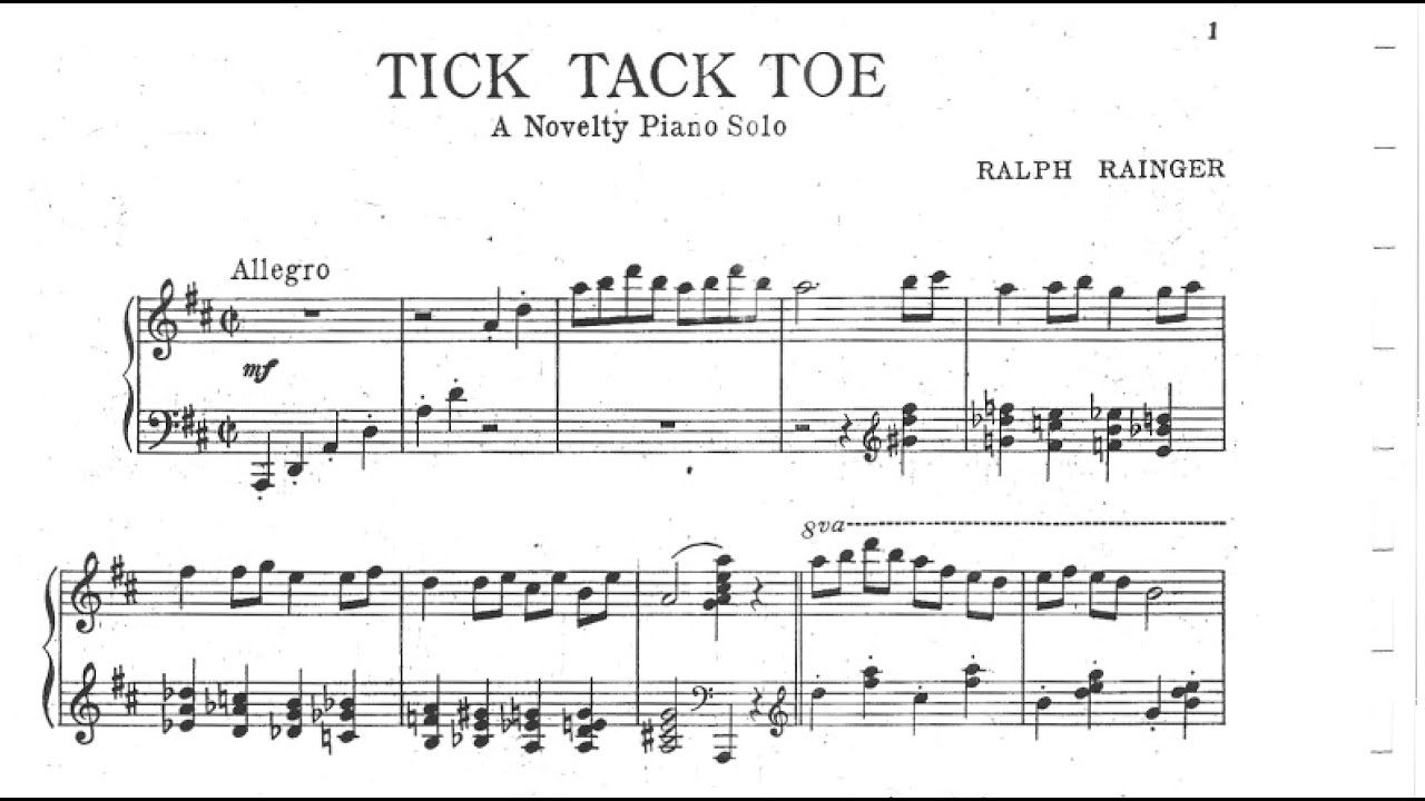 Ralph Rainger: Tick Tack Toe (Novelty Piano Solo) - YouTube