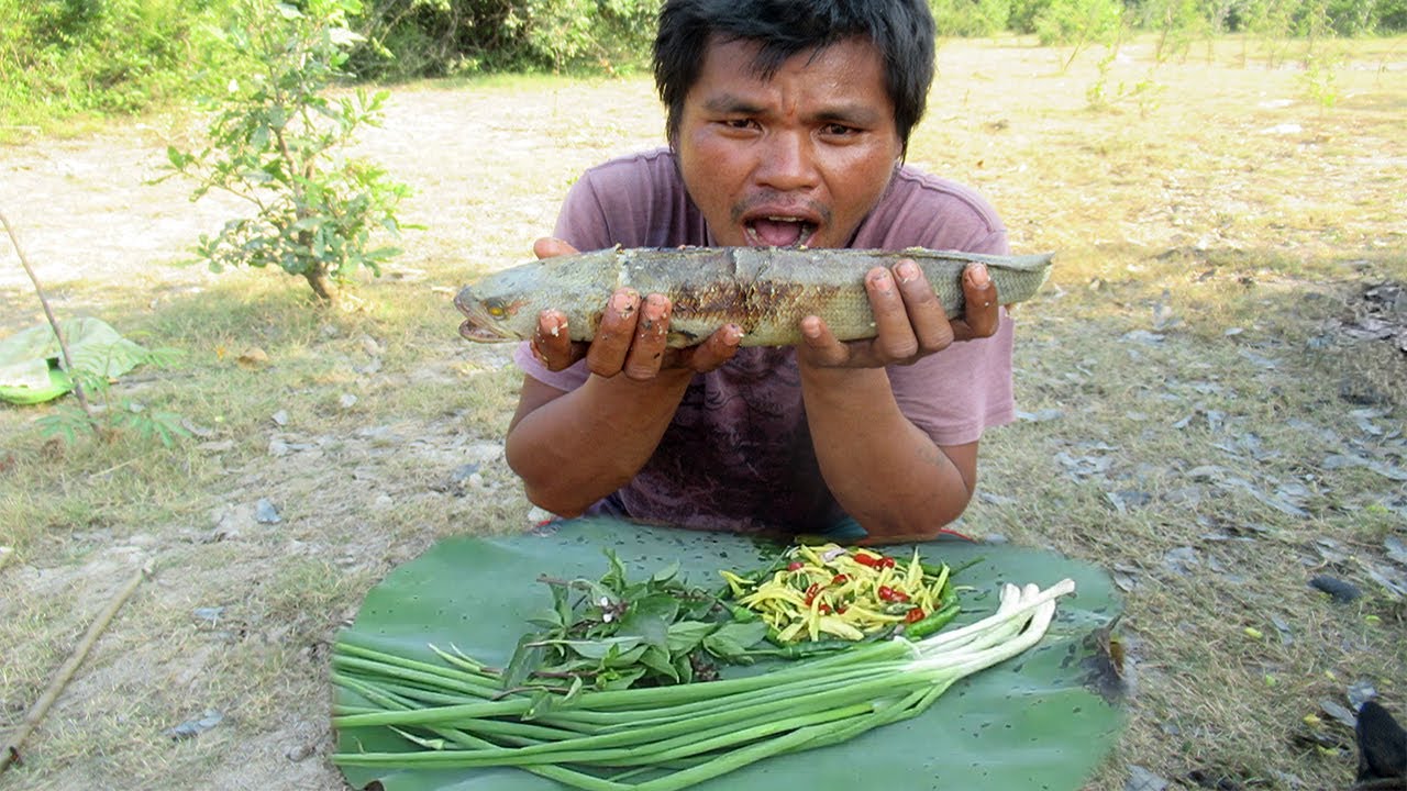 Primitive Life : Smart Man Catch Big Fish And Cooking _ Cooking In ...