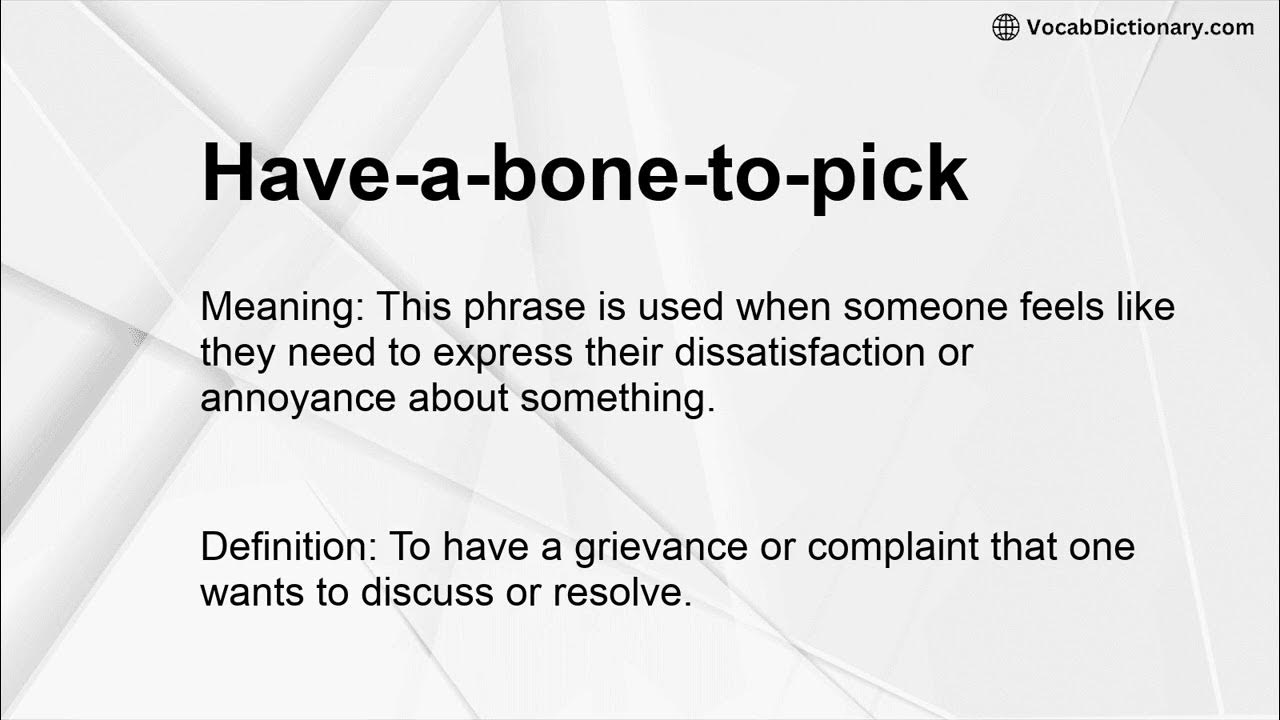 Have-a-bone-to-pick Meaning - YouTube