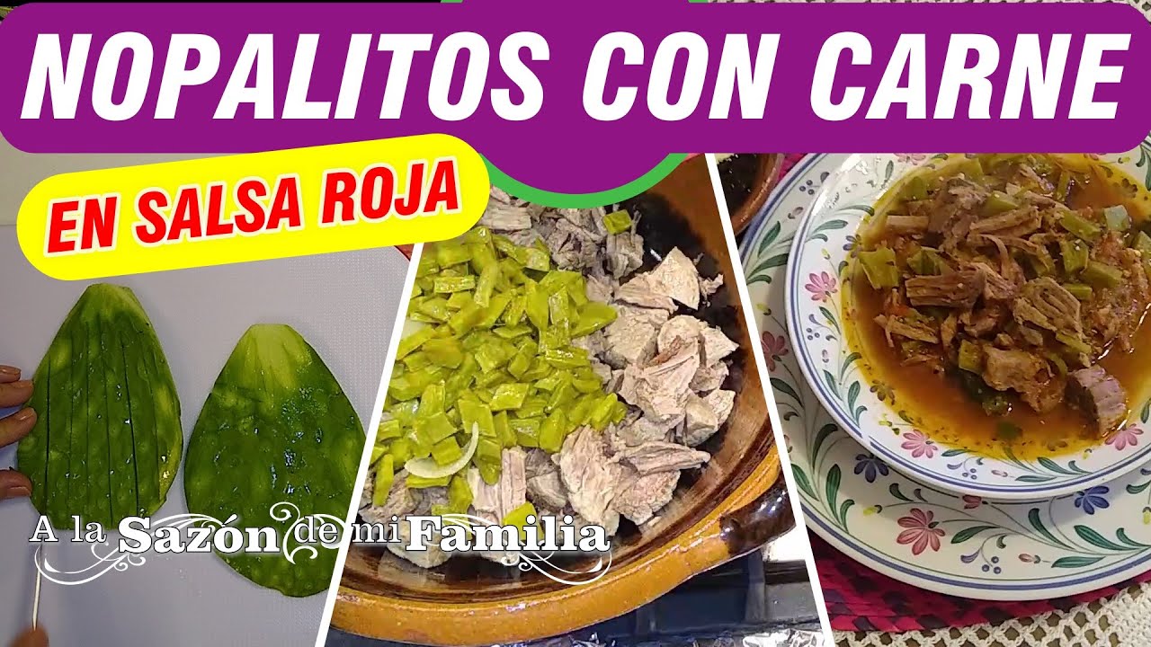 Nopalitos con Carne😁 en Salsa Roja 💓 #nopalesconcarne. - YouTube