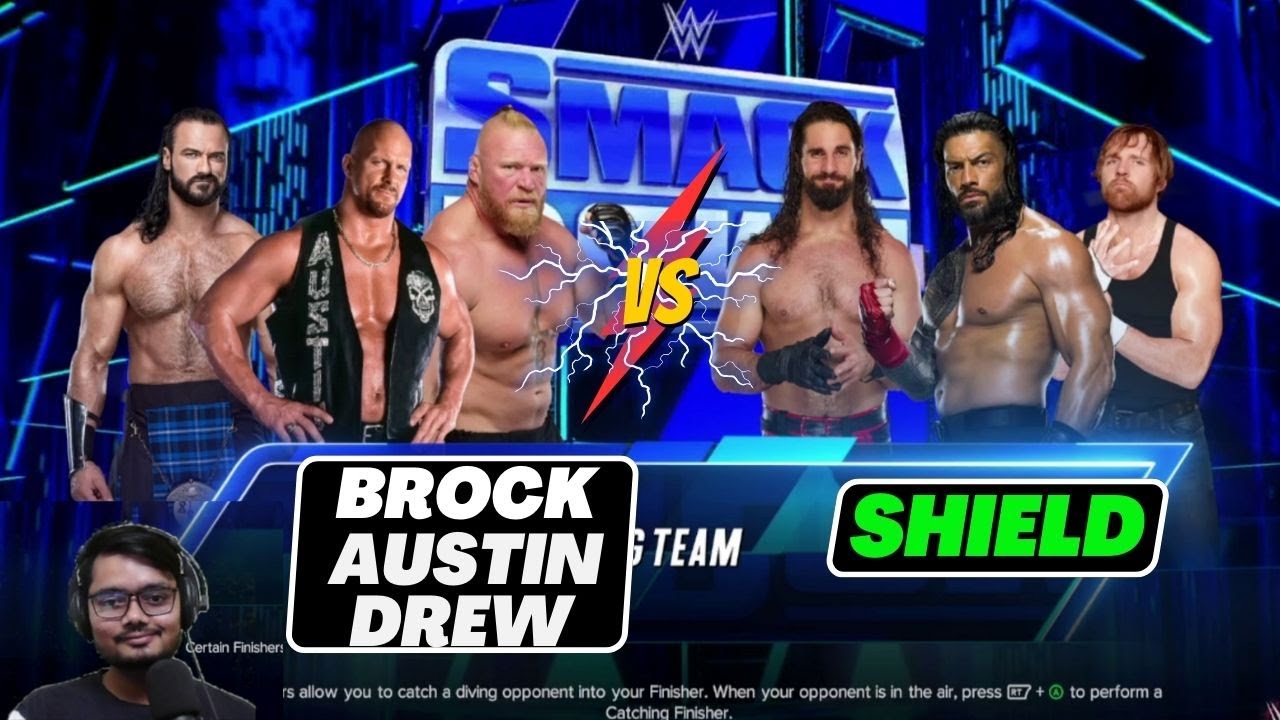 SHIELD VS BROCK LESNAR STEVE AUSTINE / WWE 2K23 GAMEPLAY - YouTube