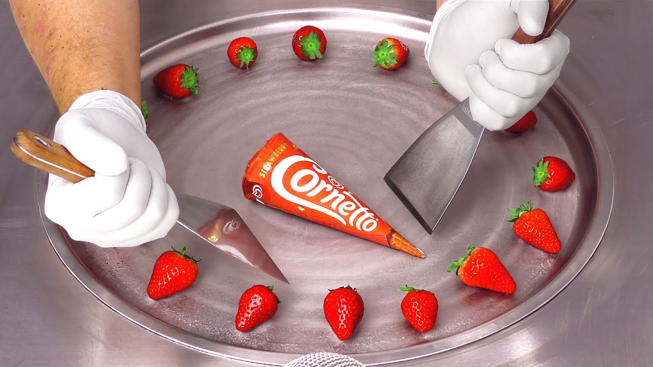 Cornetto & Strawberry - Ice Cream Rolls | ASMR - YouTube