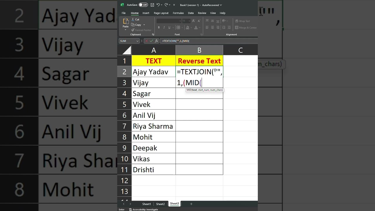 How To Reverse Text In Excel How To Write Opposite Name In Excel How To Reverse Text In Excel How To Write Opposite Name In Excel