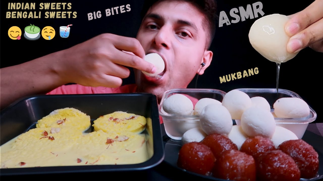 EATING Rasgulla,Gulab Jamun, Rasamlai | BENGALI SWEETS INDIAN SWEETS ...
