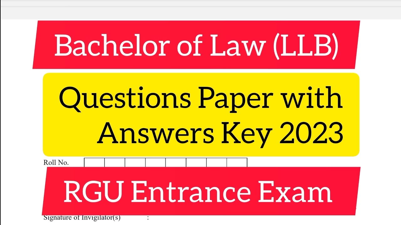 LLB Question paper 2023 ll RGUCET 2023 ll Answer key l CUET LLB ...