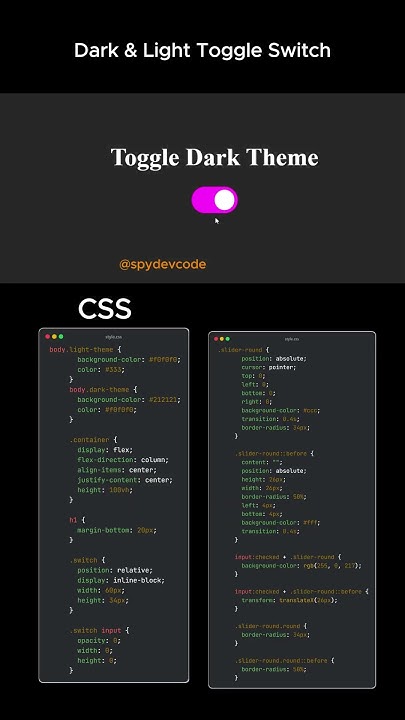 Toggle Switch Dark Theme Light Theme In Html Css And Javascript Htmlcss Webdevelopment