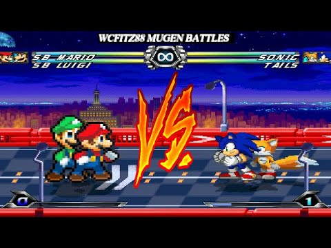 WCFITZ88 MUGEN Battles | SB Mario & SB Luigi vs Sonic & Tails - YouTube