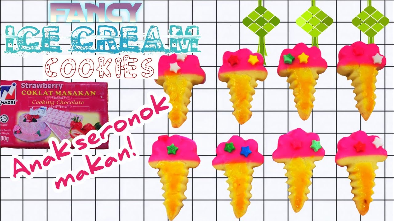 Biskut Ais Krim - Fancy ice cream cookies - YouTube