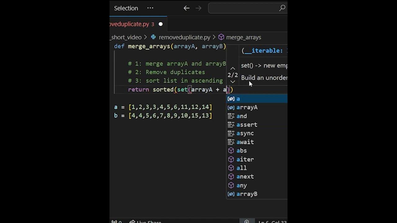Removed duplicate and shorted using python | python shorts code #python #coding - YouTube