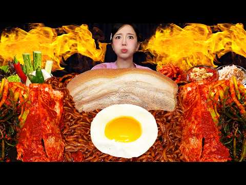 매운 실비김치🔥파김치에 통수육 매운맛 특집 !! Crazy Spicy Silbi Kimchi Squid Jjajang Myeon Mukbang ASMR Ssoyoung