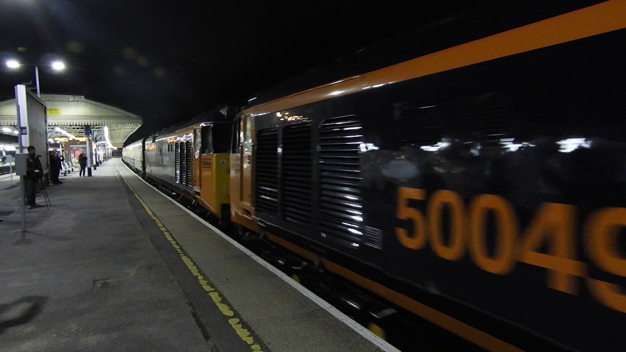 Class 50 Railtour departs Basingstoke at 22.18pm - YouTube