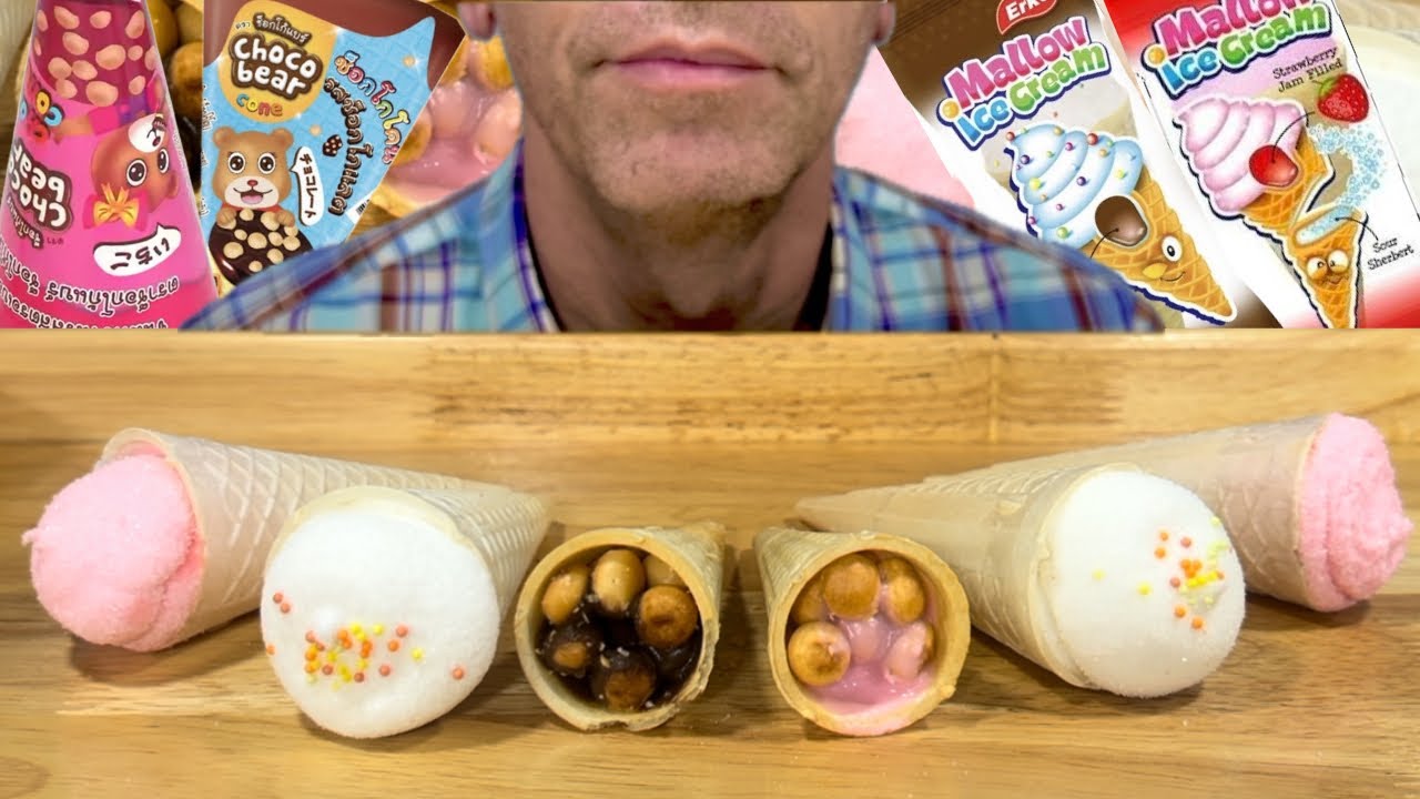 ASMR Unboxing & Mukbang | Mallow Ice Cream Marshmallow & Choco Bear ...