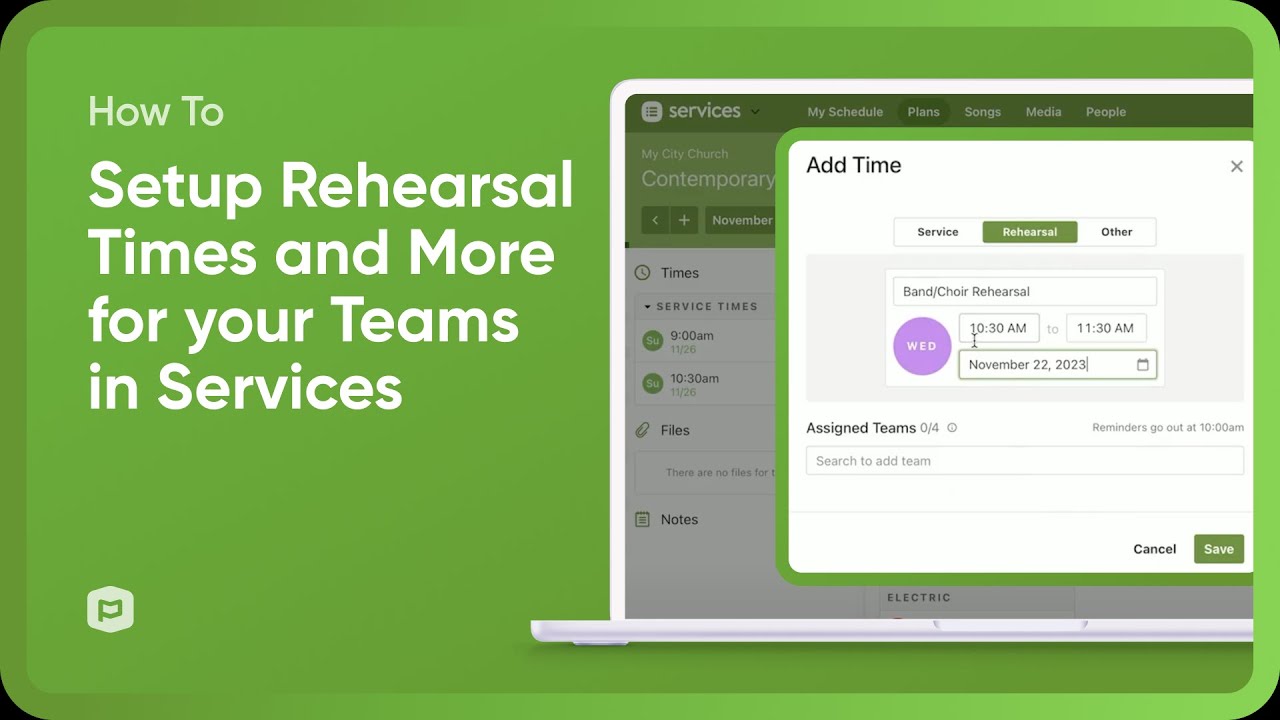 How to Setup Rehearsal Times and More for your Teams in Services - YouTube