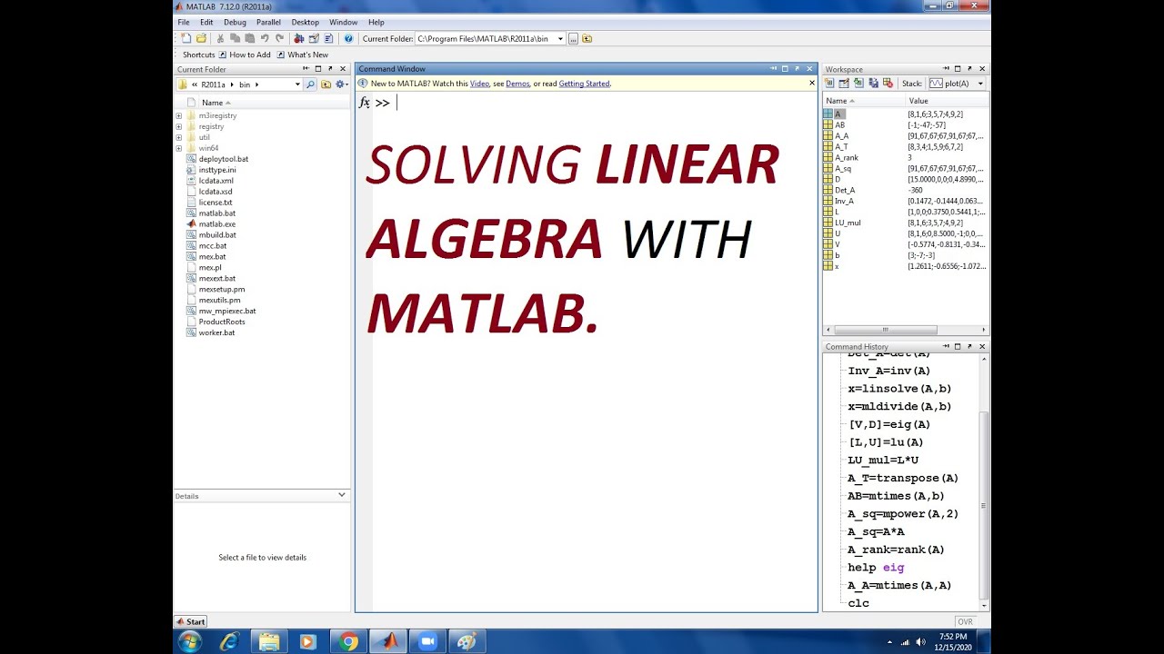 Solving Linear Algebra with MATLAB. - YouTube