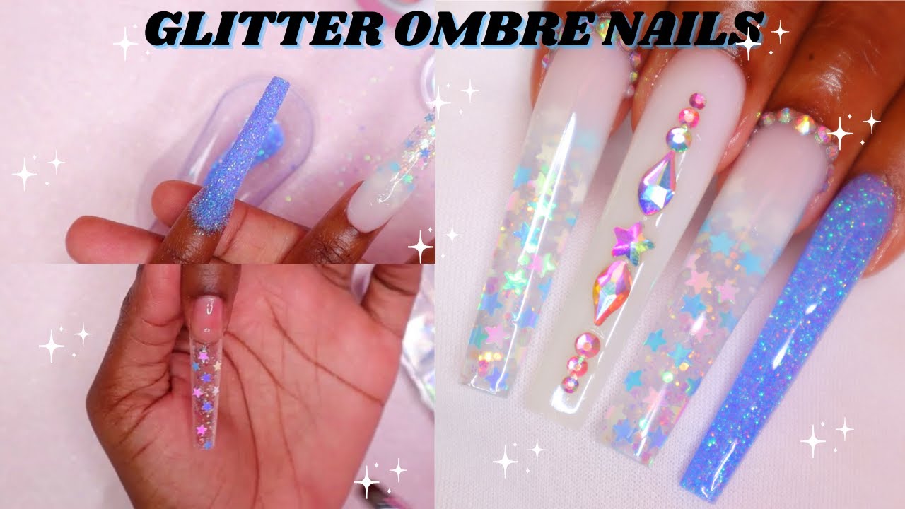 EASY GLITTER OMBRE POLYGEL NAILS | How to Ombre Nail Tutorial - YouTube