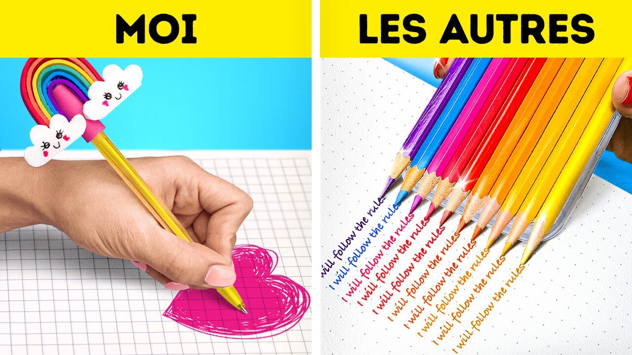ASTUCES SCOLAIRES FOLLES POUR ÊTRE POPULAIRE || Idées scolaires et ...