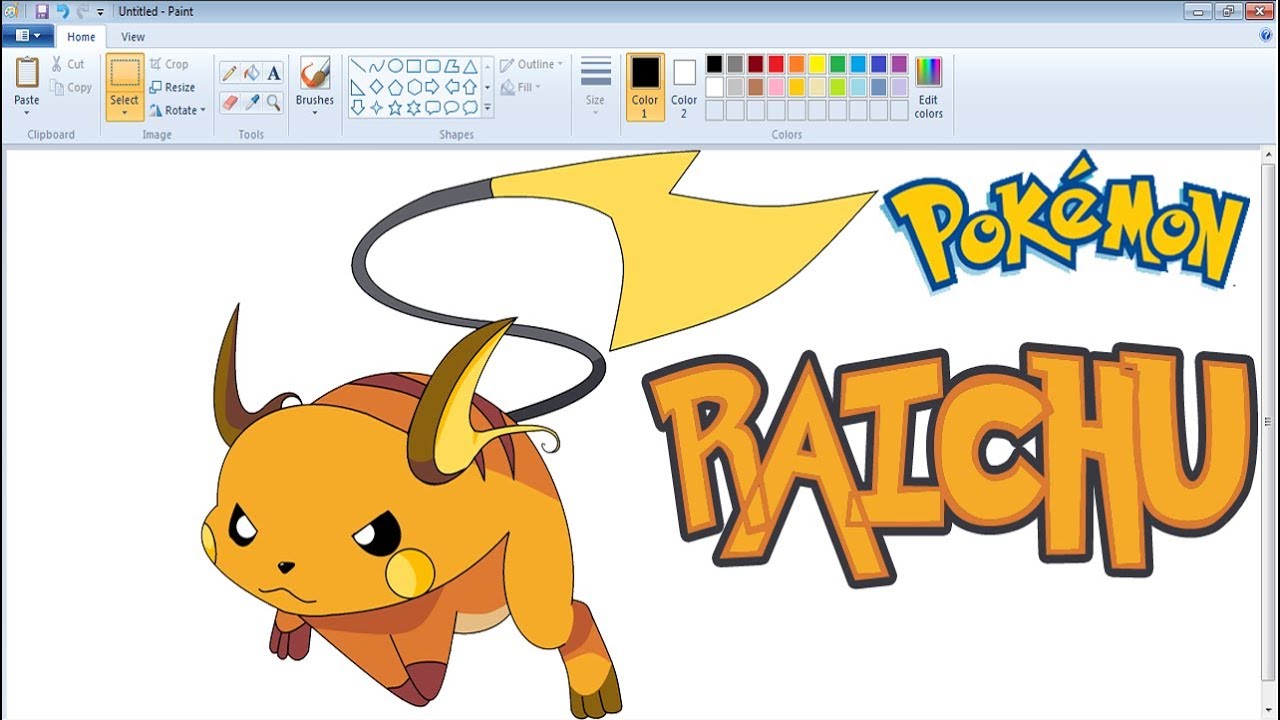 Drawing RAICHU | pokemon MS Paint - YouTube