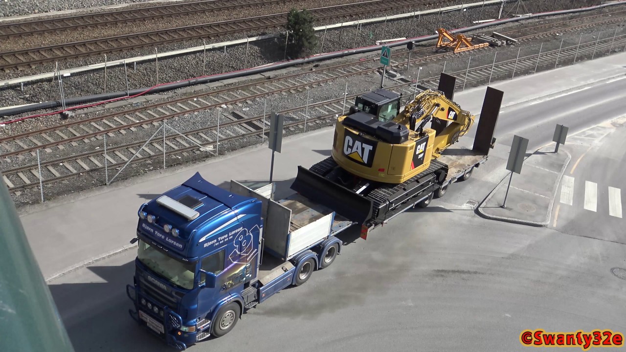 4K| Scania R580 6x4 Hauling CAT 335F Excavator - YouTube