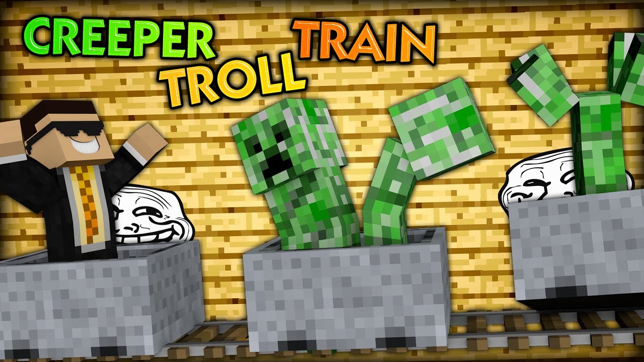 THE CREEPER TROLL TRAIN + 360 AMAZING EDIT - Minecraft Sprint Battle ...