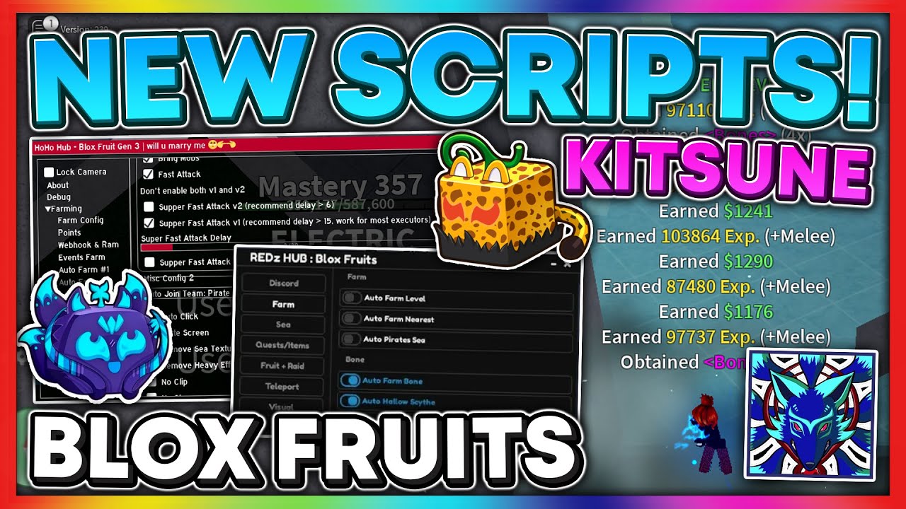 [⛩️ KITSUNE ⛩️] Blox Fruits Script / HACK | Auto Farm + Instant Mastery | Fruit Farm | PASTEBIN ...