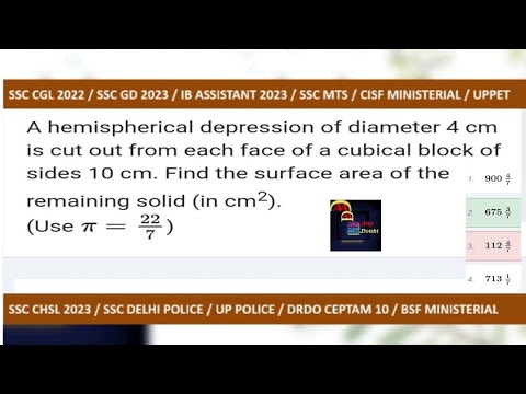 187 Ques:- A hemispherical depression of diameter.....See Full Question ...