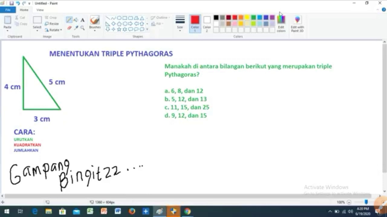 MENENTUKAN TRIPLE PYTHAGORAS - YouTube