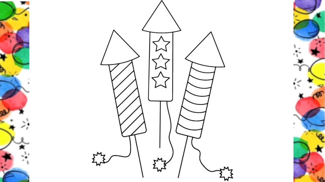 Fire Crackers Colouring//Easy Colouring and Drawing For Kids and ...