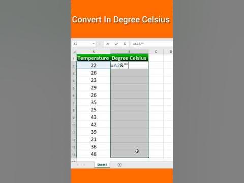 How To Convert The Number To Degree Celsius In Excel #excel - YouTube