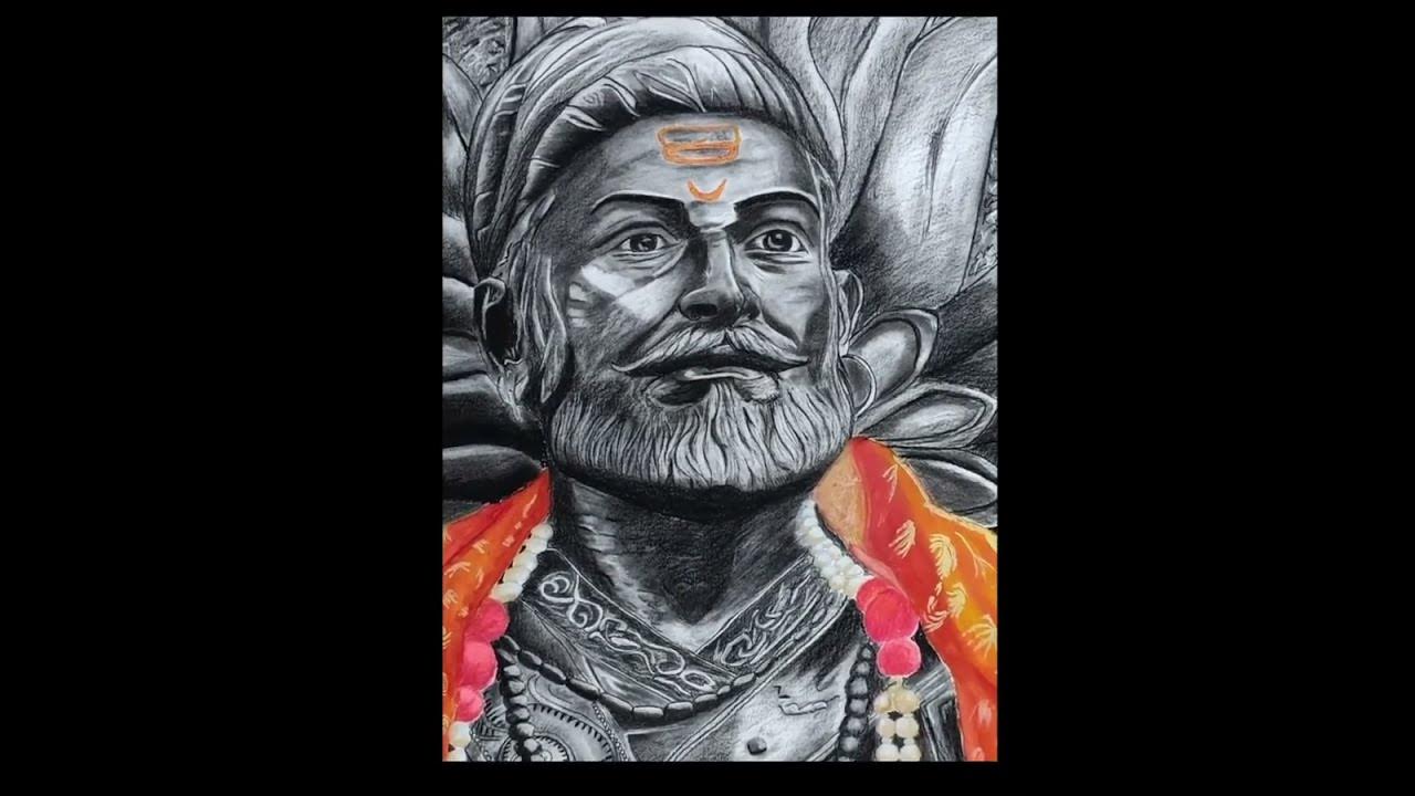 How to draw Chhatrapati Shivaji Maharaj Sketch Using Charcoal | Step-by ...