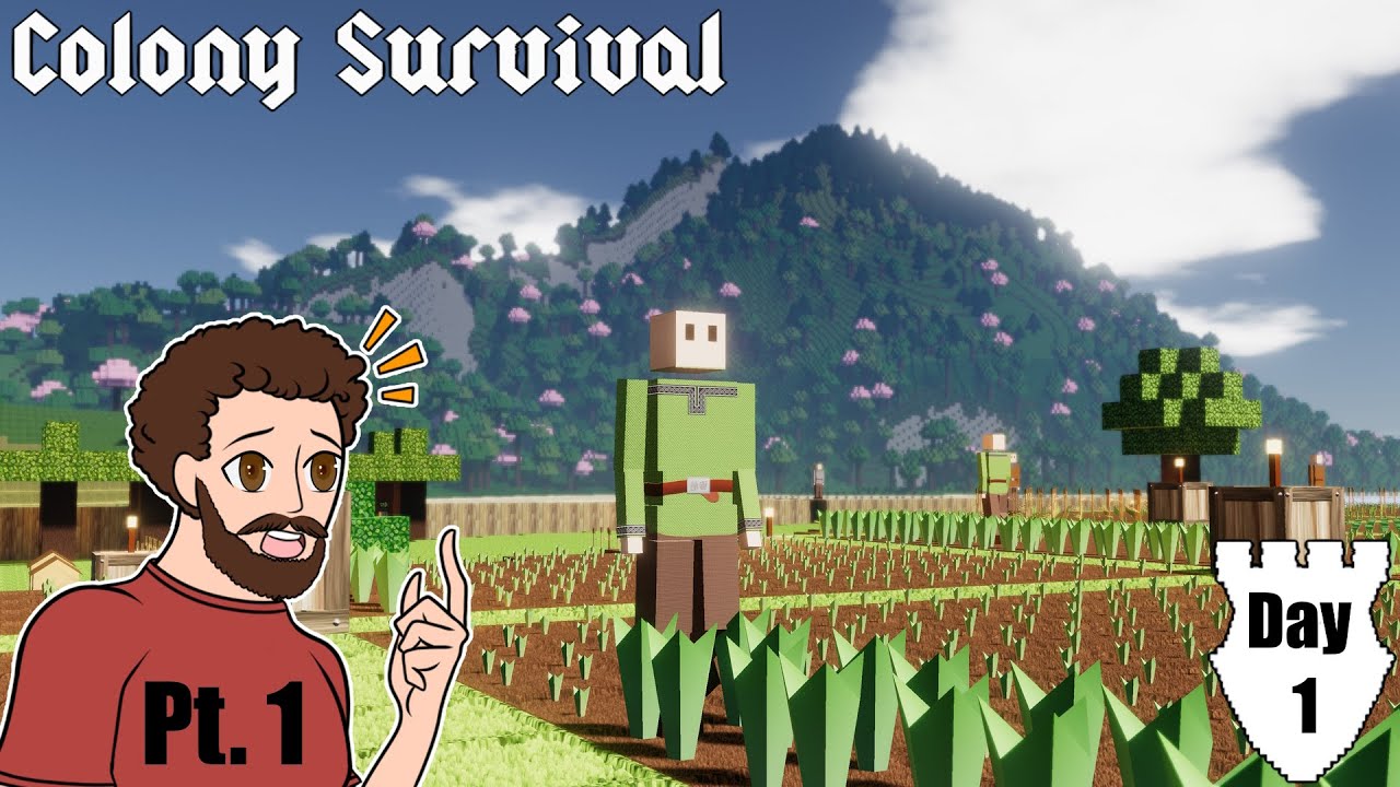 Day 1 - Lets Build a Wall - Colony Survival -Live - YouTube