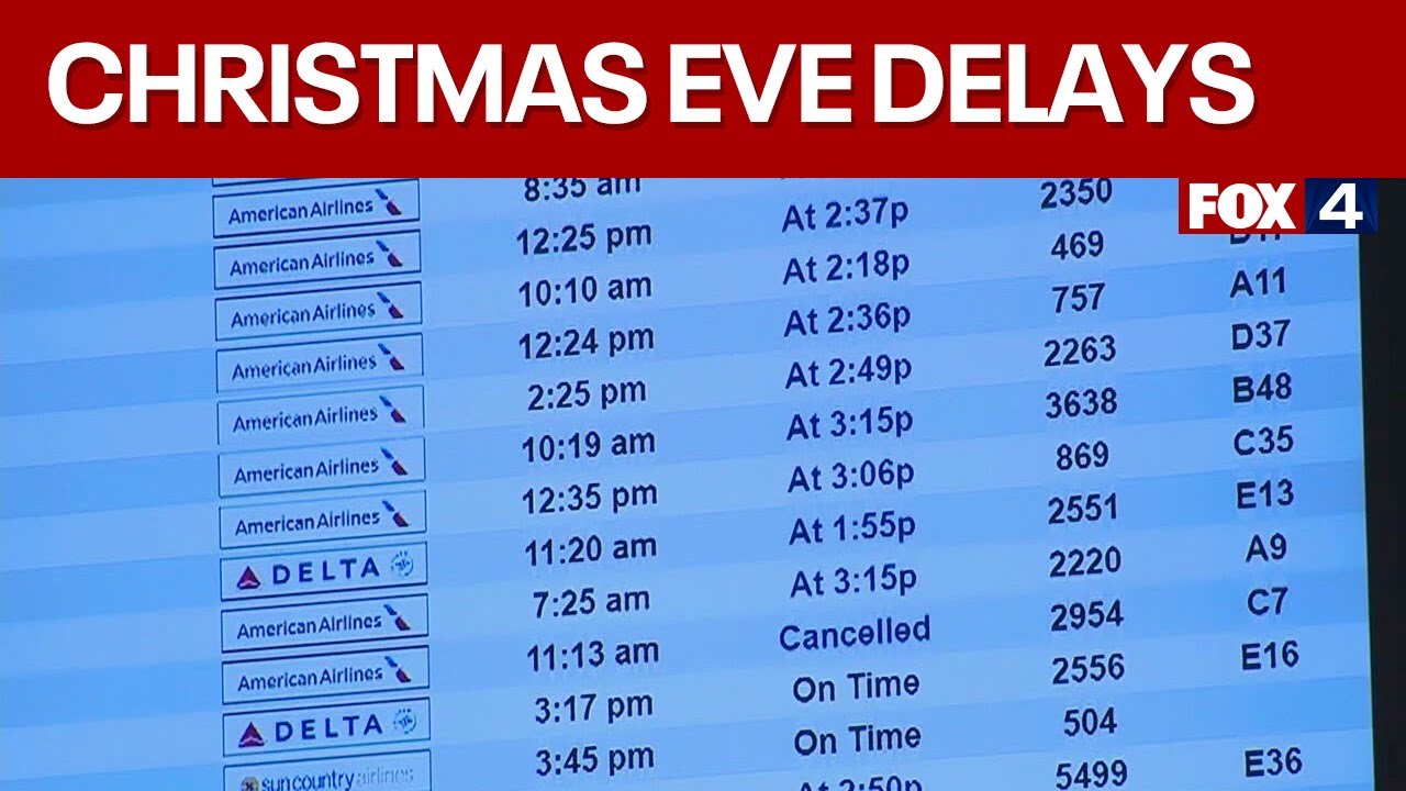 Storms cause Christmas Eve delays at DFW Airport - YouTube