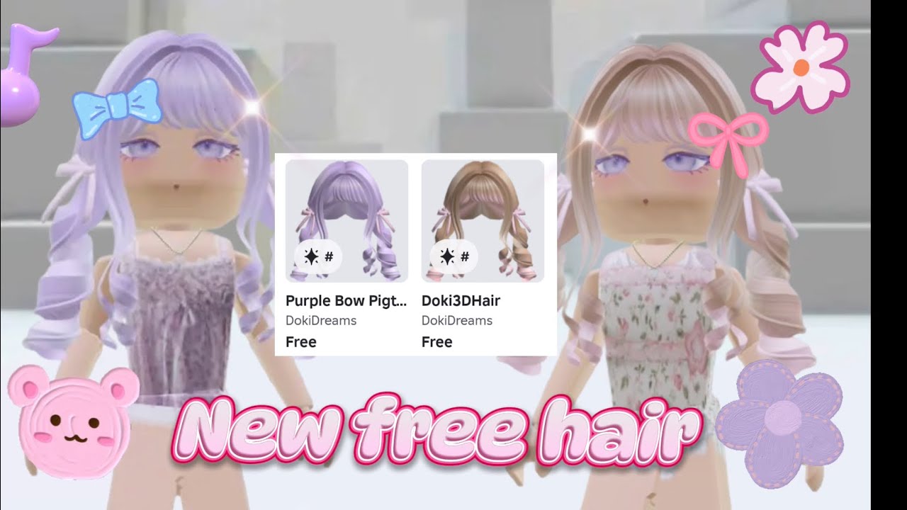 2 New FREE Hair on Roblox! How to get the Purple and Pink Bow Pigtails ...