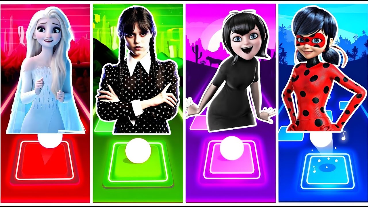 Elsa Frozen 🆚 Wedesday addams 🆚 Mavis dracula 🆚 Miraculous ladybug 🎶 ...