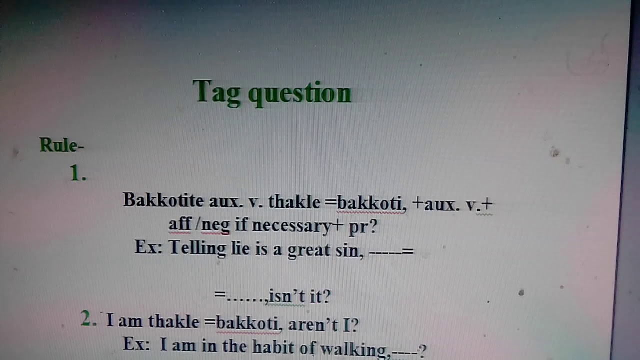 Easy Tag question solution for class 9/10 within 10 minutes - YouTube