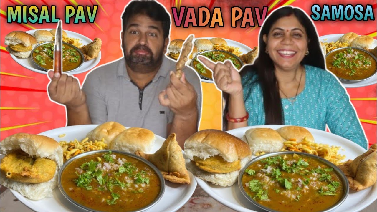 TASTY SAMOSA, SPICY MISAL PAV AND MUMBAI'S SPECIAL VADA PAV EATING ...