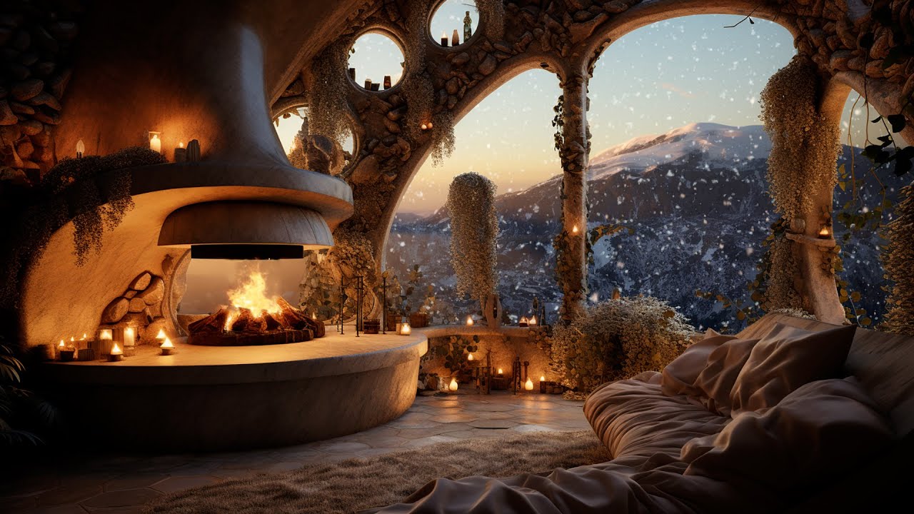 Boreal Harmony | Wind And Fireplace Fantasia | Ethereal Snowy Mountain ...