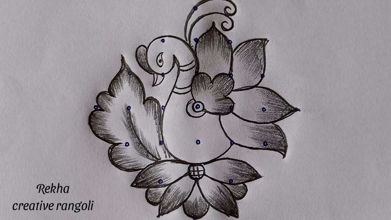 small peacock rangoli | simple mayil kolam | latest rangoli designs ...