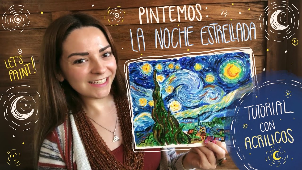 Pinta La Noche Estrellada con acrílicos paso a paso! TUTORIAL FÁCIL! 🎨 - YouTube