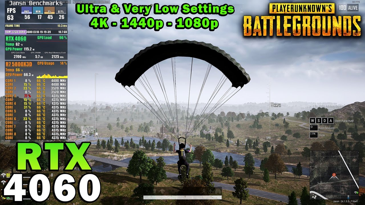 PUBG | RTX 4060 | Ryzen 7 5800X3D | 4K - 1440p - 1080p | Ultra & Very ...