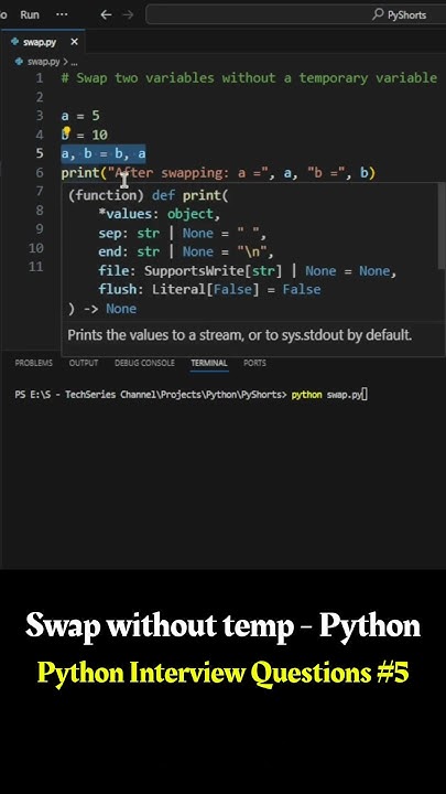 Python For Beginners Python In Telugu Python Interview Questions Python Swappingwithout