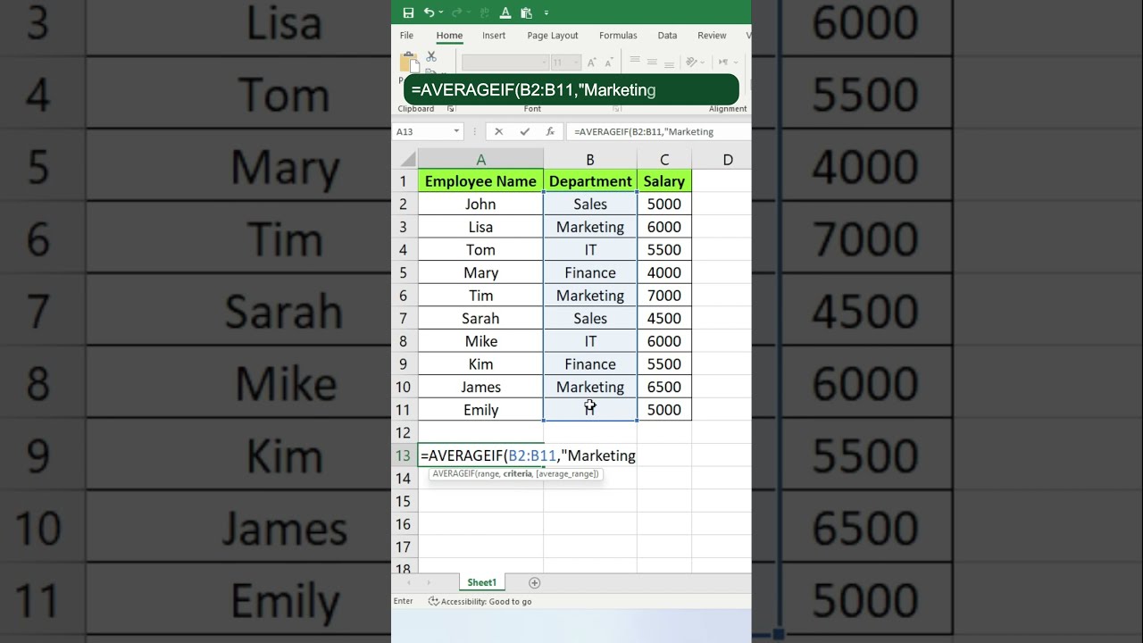 How To Find Average Salary For Employees By Department In Excel YouTube How To Find Average Salary For Employees By Department In Excel YouTube