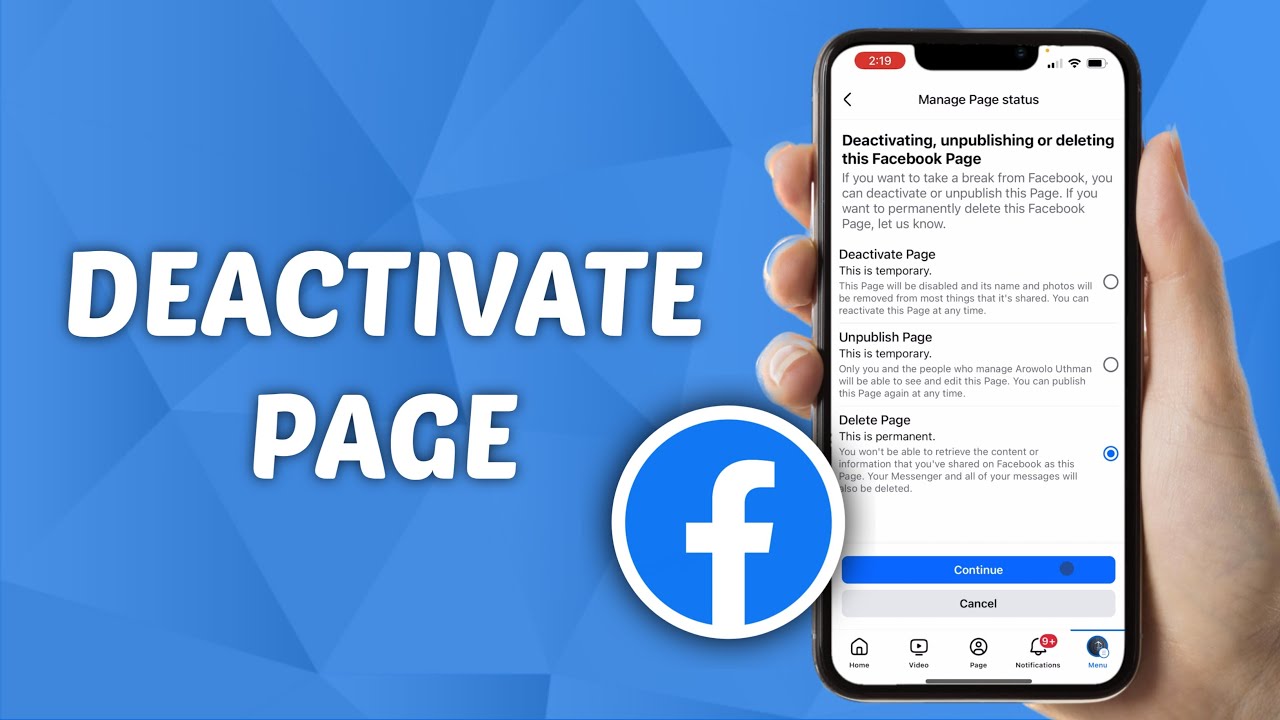 How to Deactivate Facebook Page - YouTube